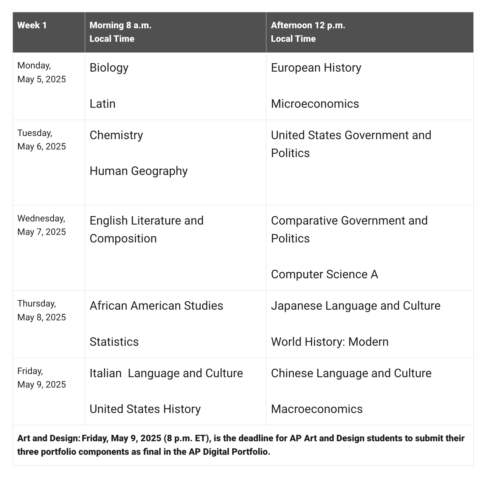AP Exam 2025 Schedule - APASS Education Group